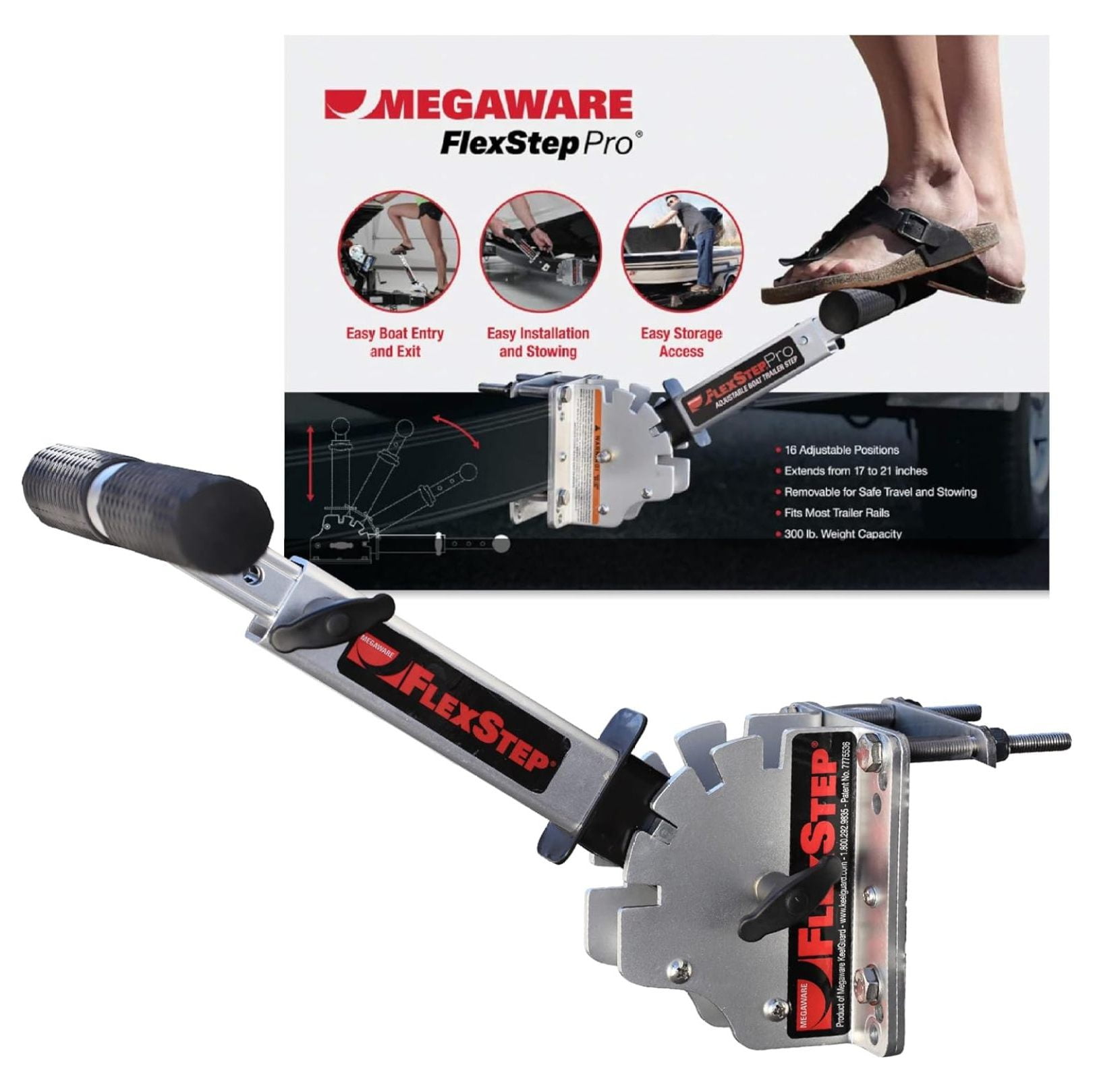 Megaware FlexStep Pro Adjustable Boat Trailer Step - Easy to Attach ...