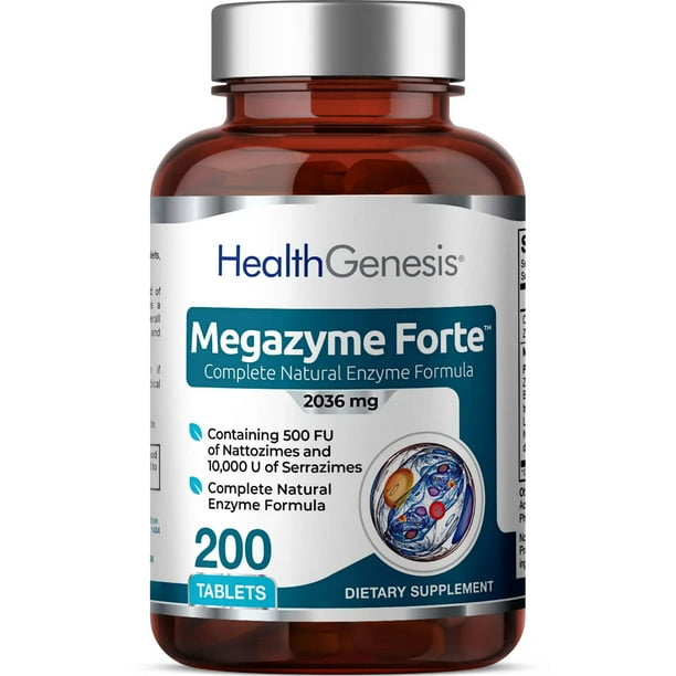 Health Genesis Megazyme Forte 200 Tablets - Natural Plant Proteolytic ...