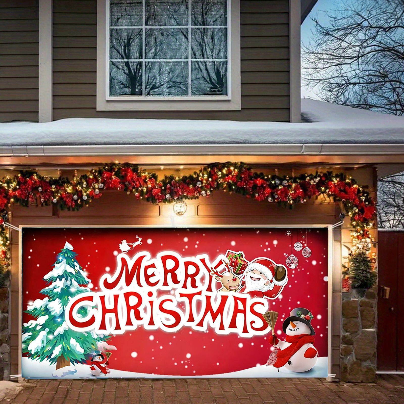 Meggemo 15.74x6.88FT Christmas Garage Door Decor Festive Banner ...