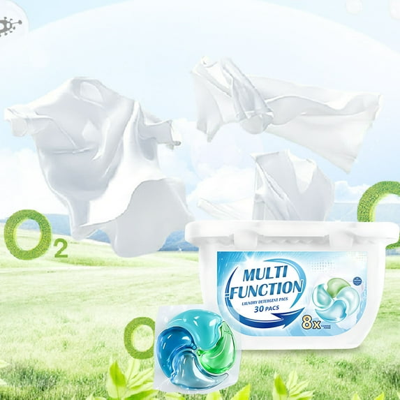 Meggemo 1ml 4 in 1 Laundry Detergent Pods Deep Cleaning Stain Remover ...