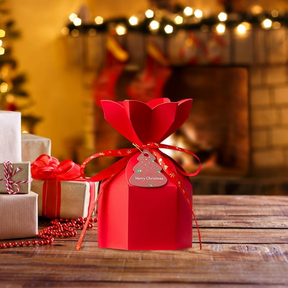 Meggemo Christmas Apple Box With Ribbon Gift Packaging Holiday Season ...