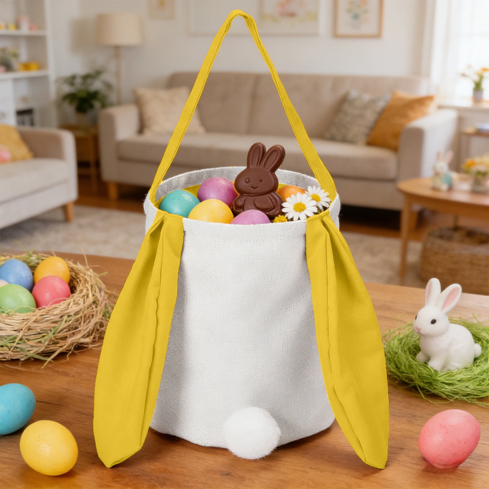 Meggemo Easter Candy Handbag Egg Carrier Bunny Basket Tote Sack Holiday ...
