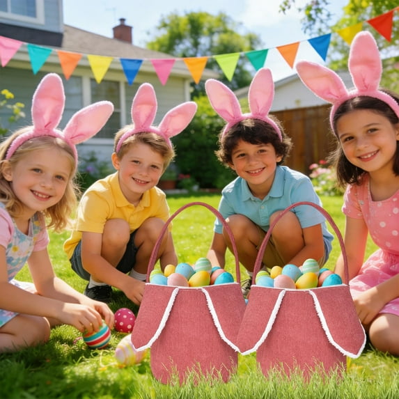 Meggemo Easter Corduroy Bunny Ear Tote Bag Easter Decorations for Gift ...