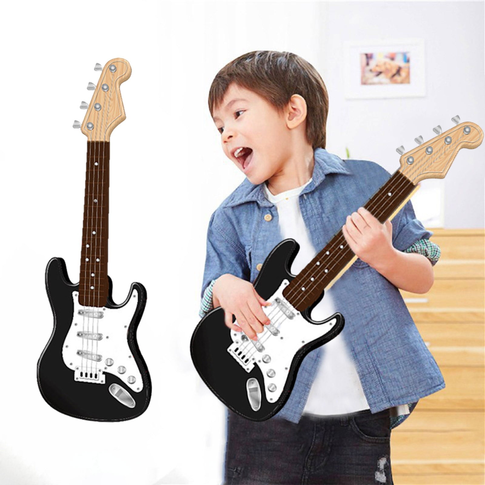 Meggemo Guitar Toy For Play Fun,4 Strings Guitar Musical Instruments Portable Electronic ...