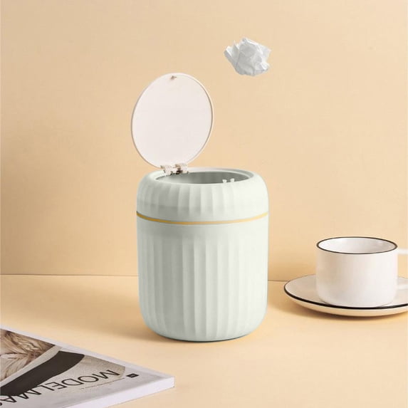 Meggemo Push Top Desktop Trash Can with Sealed Lid Compact Plastic ...