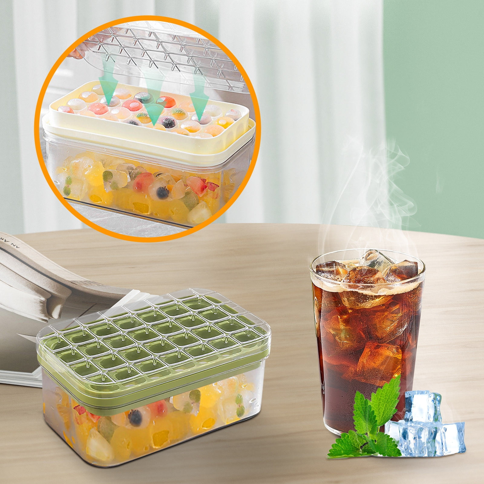Meggemo Single Layer Ice Cube Mold Food Grade Plastic Silicone Ice Tray ...