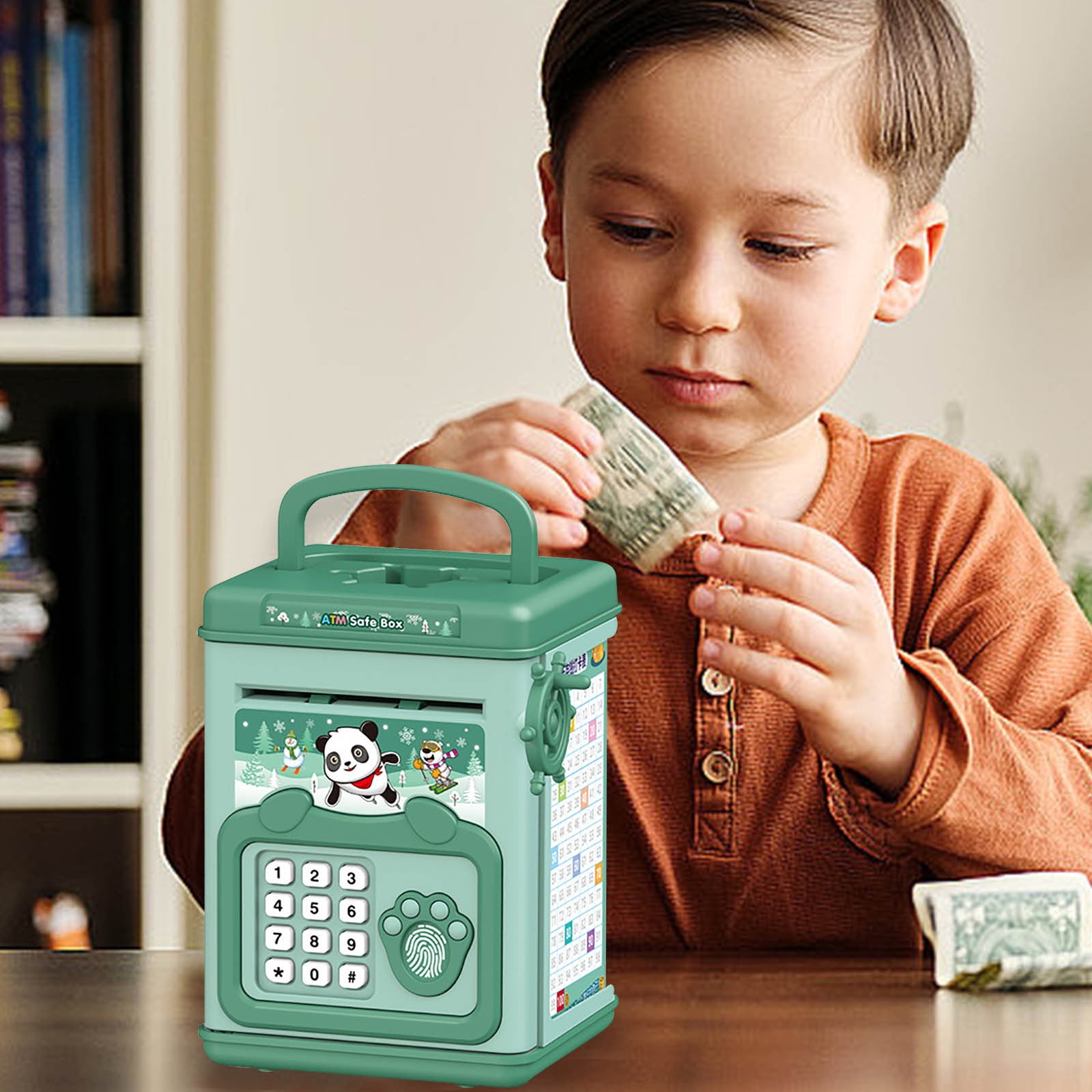 Meggemo Smart Fingerprint Sensing Password Box Hand-Cranked Money Bank ...