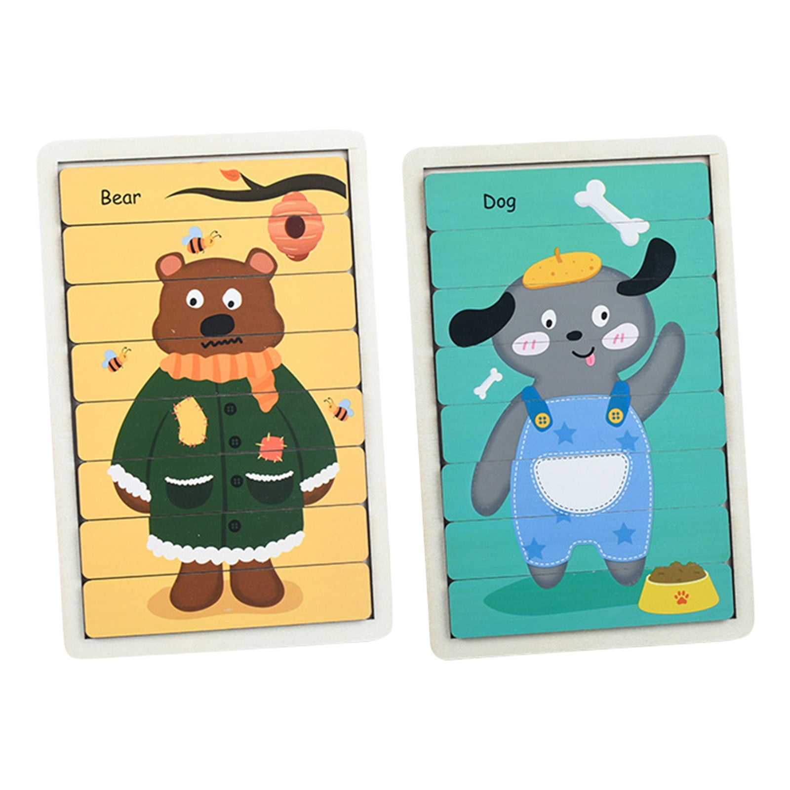Meggemo Toddler、Preschooler、Youngster Creatives Strip Puzzle Wooden ...