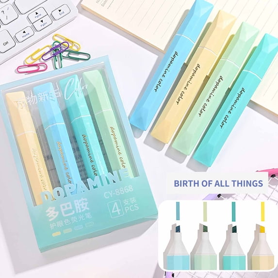 Meggemo Water Based Highlighter Pen Set Assorted Bright Colors Quick ...