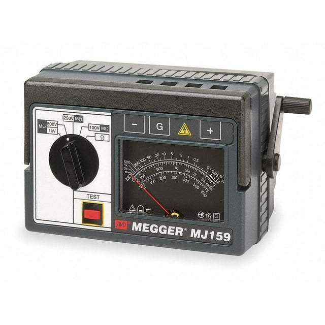 Megger Megohmmeter, 100/250/500/1000V DC,Analog MJ159 - Walmart.com