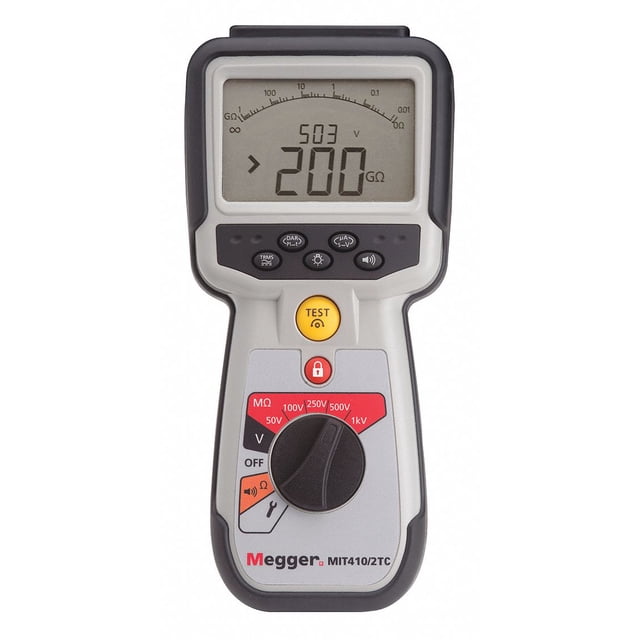 Megger Megohmmeter, 50 to 1000V DC, Backlit LCD MIT410/2 - Walmart.com