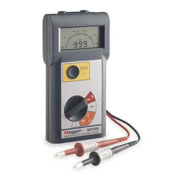 Megger Megohmmeter, 500V DC, LCD MIT200 - Walmart.com