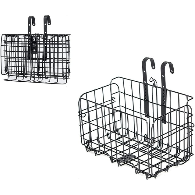 Meghna Detachable and Adjustable Height Front Bike Basket, Black Metal ...