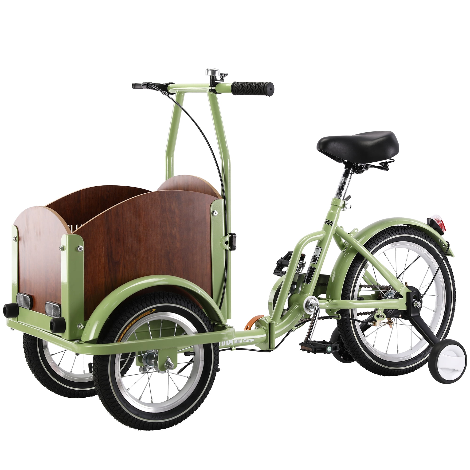 Meghna Kids Tricycle Foldable Front Wood Cargo Bike Ride-on for 6-12 ...