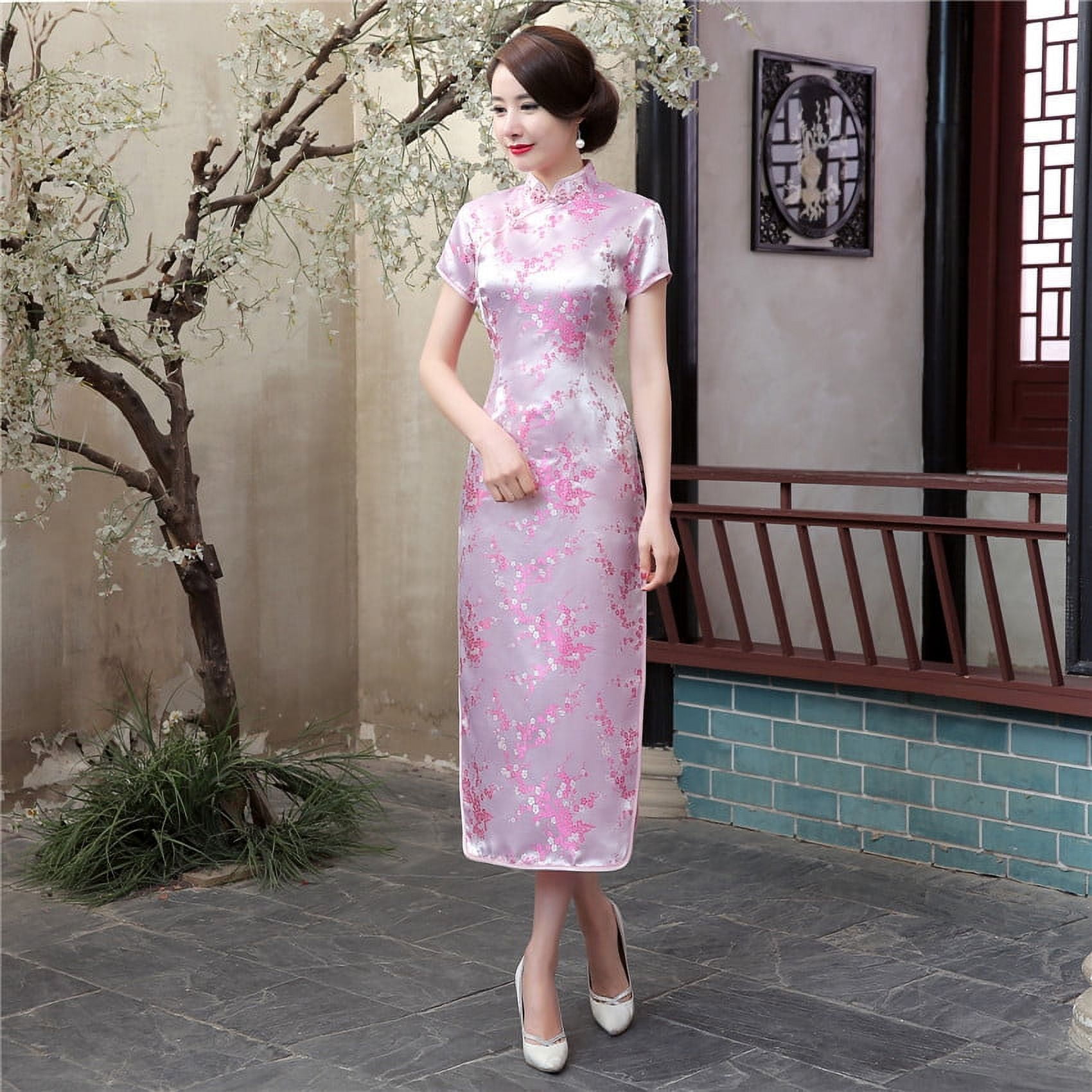 Megngio Long brocade cheongsam split cheongsam performance runway show ...