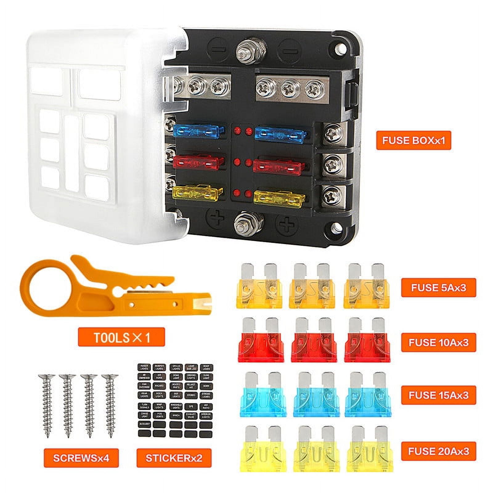 Megngio Vehicle and ship multi-channel Fuse Box with positive and ...