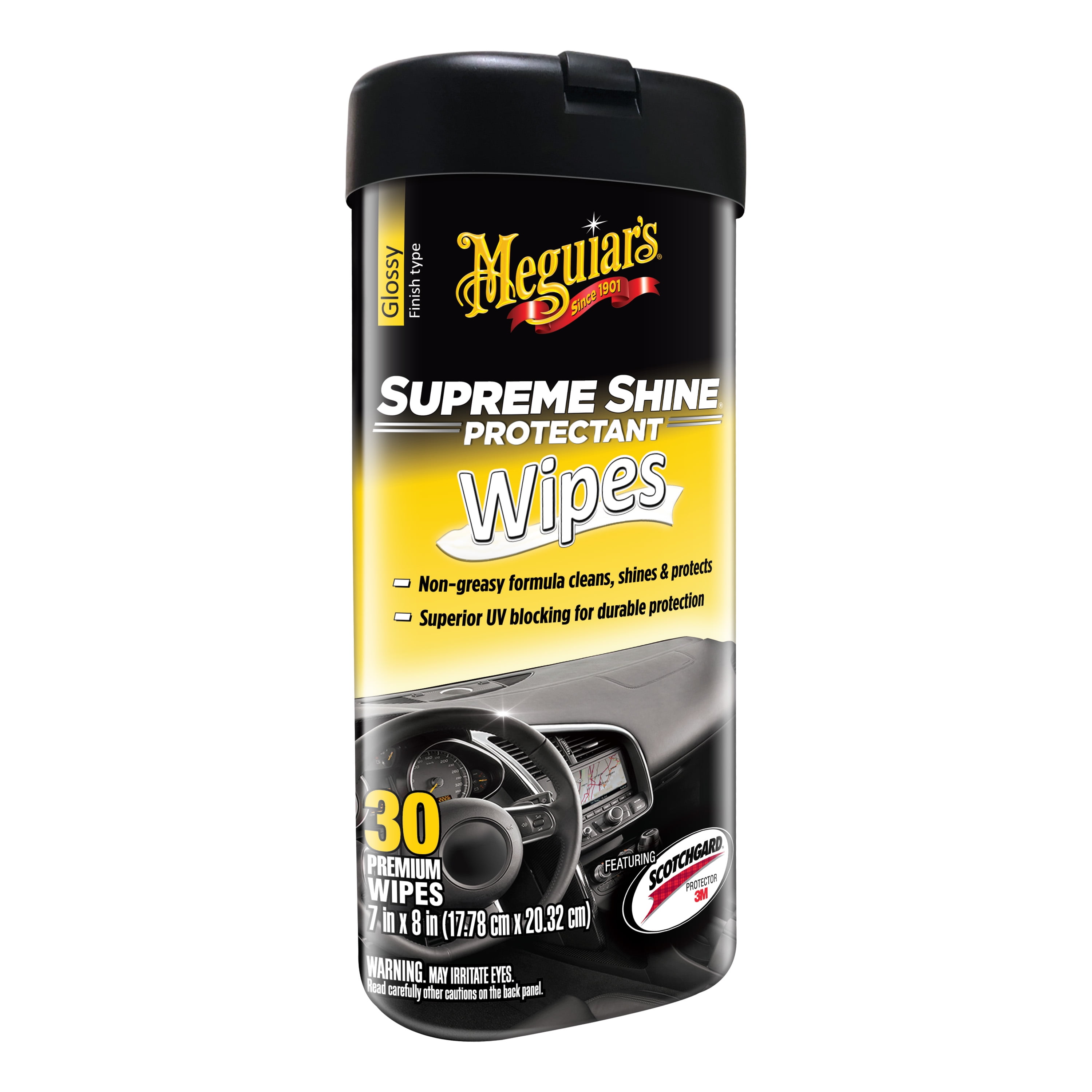 Meguiar's Supreme Shine Protectant Wipes for Interior Cleaner, Vinyl ...