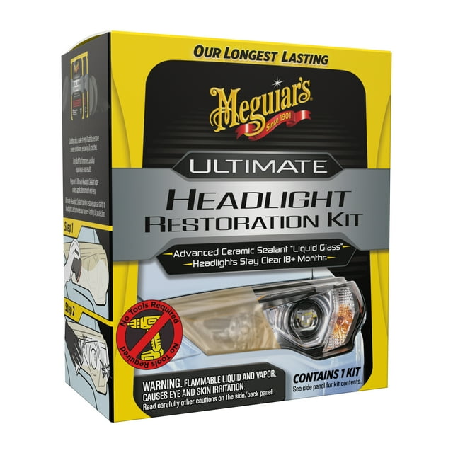 Meguiar's Ultimate Headlight Restorer Kit - Removes Yellowing, G2990 - Walmart.com