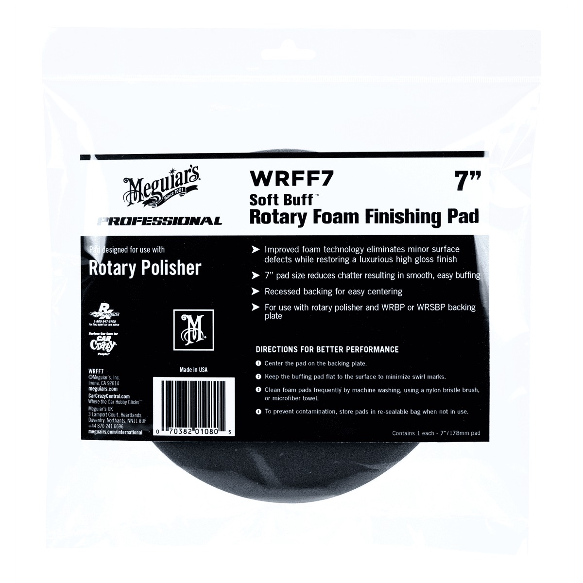 Meguiar’s 7" Rotary Foam Finishing Pad, Polishing Shine Buffing, Easy ...
