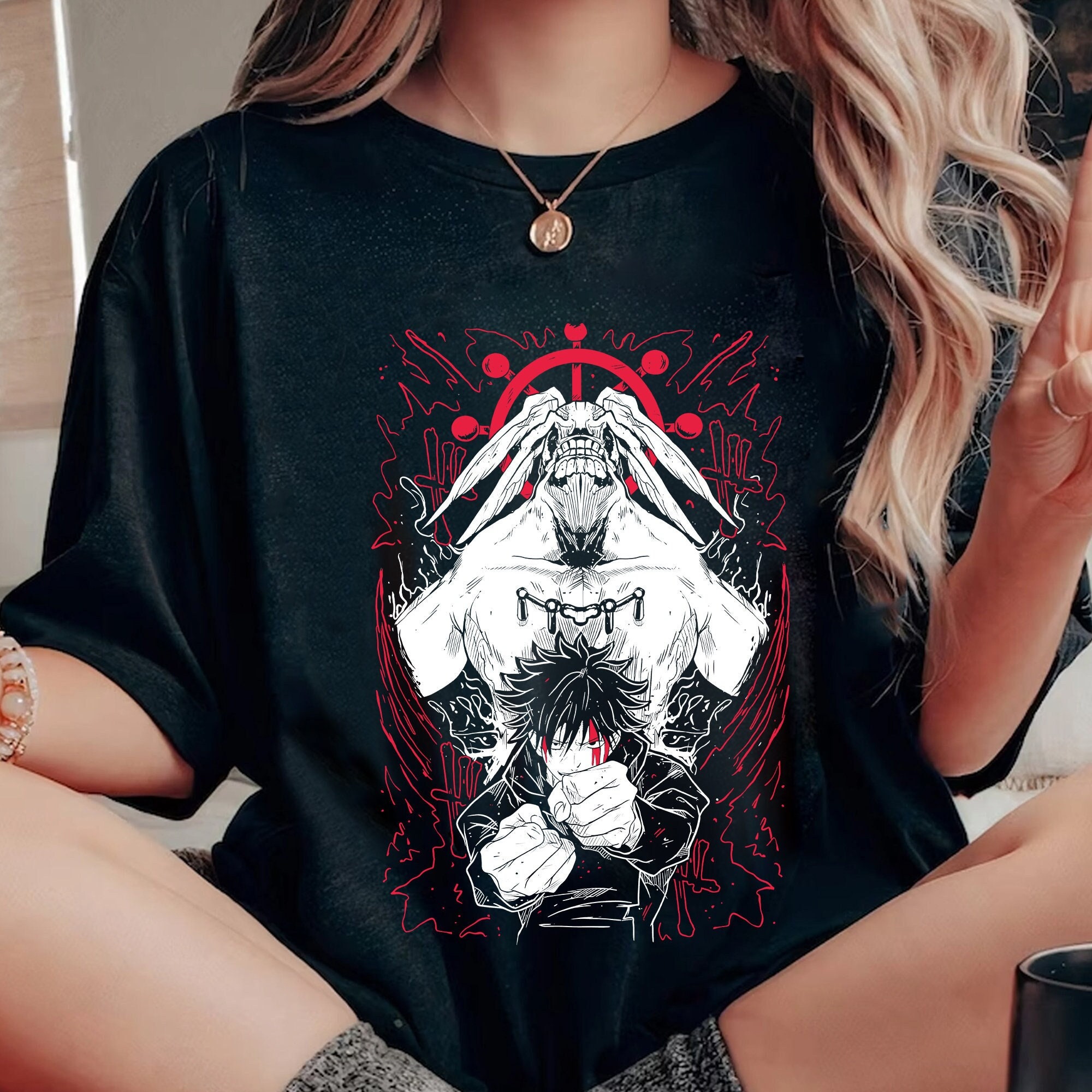 Megumi Fushiguro Lineart T-shirt Jujutsu Kaisen Gojo Satoru Horror Gift Shirt,gildan,Bella ...