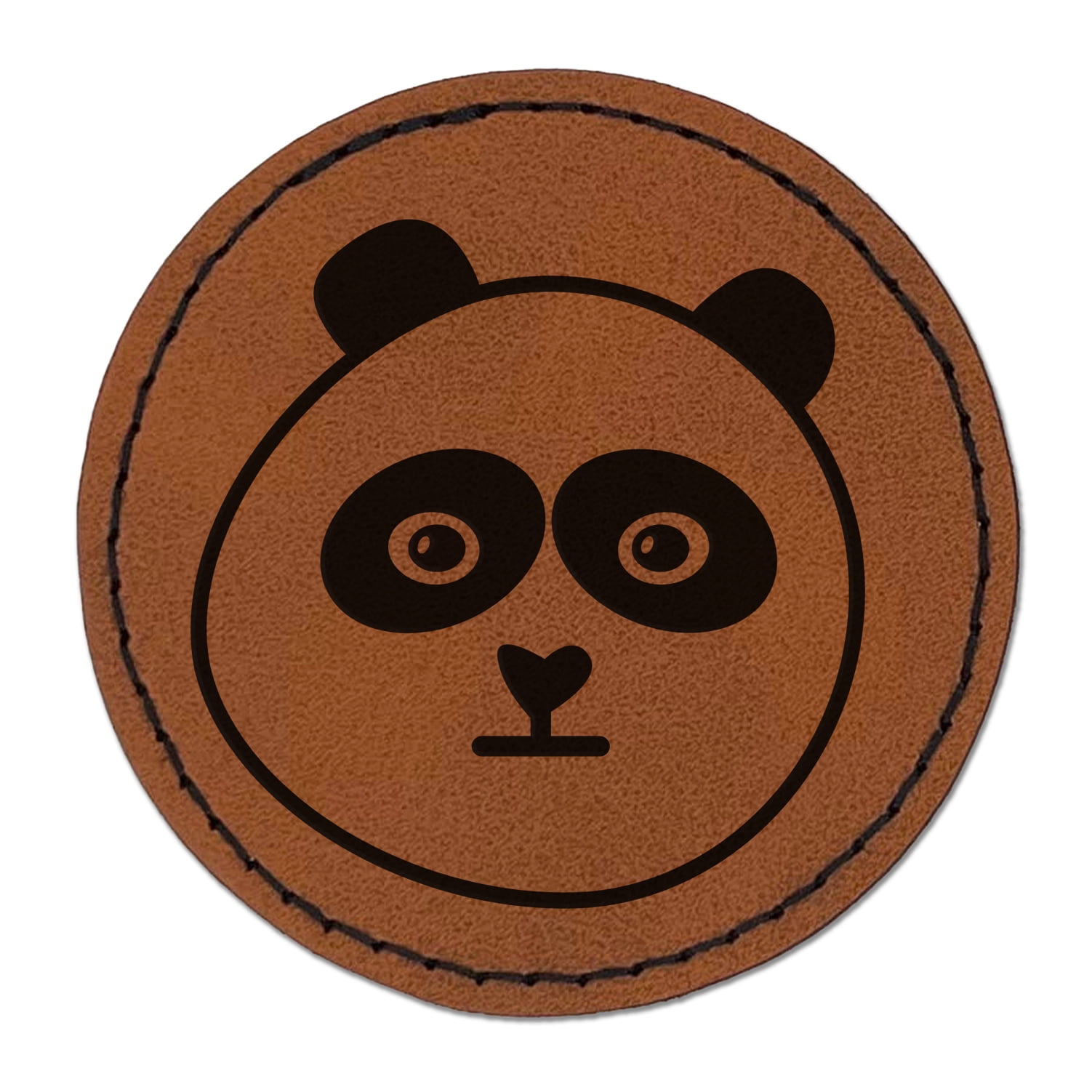 Meh Panda Face Unamused 2.5" Faux Leather Round Engraved Iron-On Patch ...