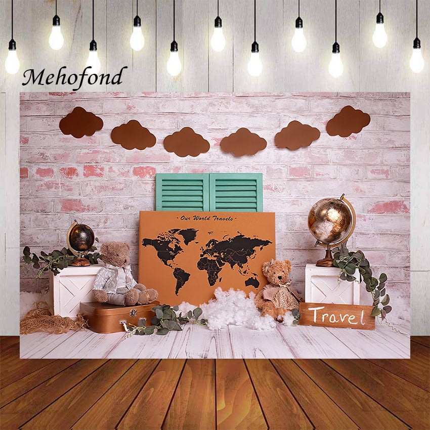 Mehefond Photography Background Brick Wall Around World Map Adventure ...