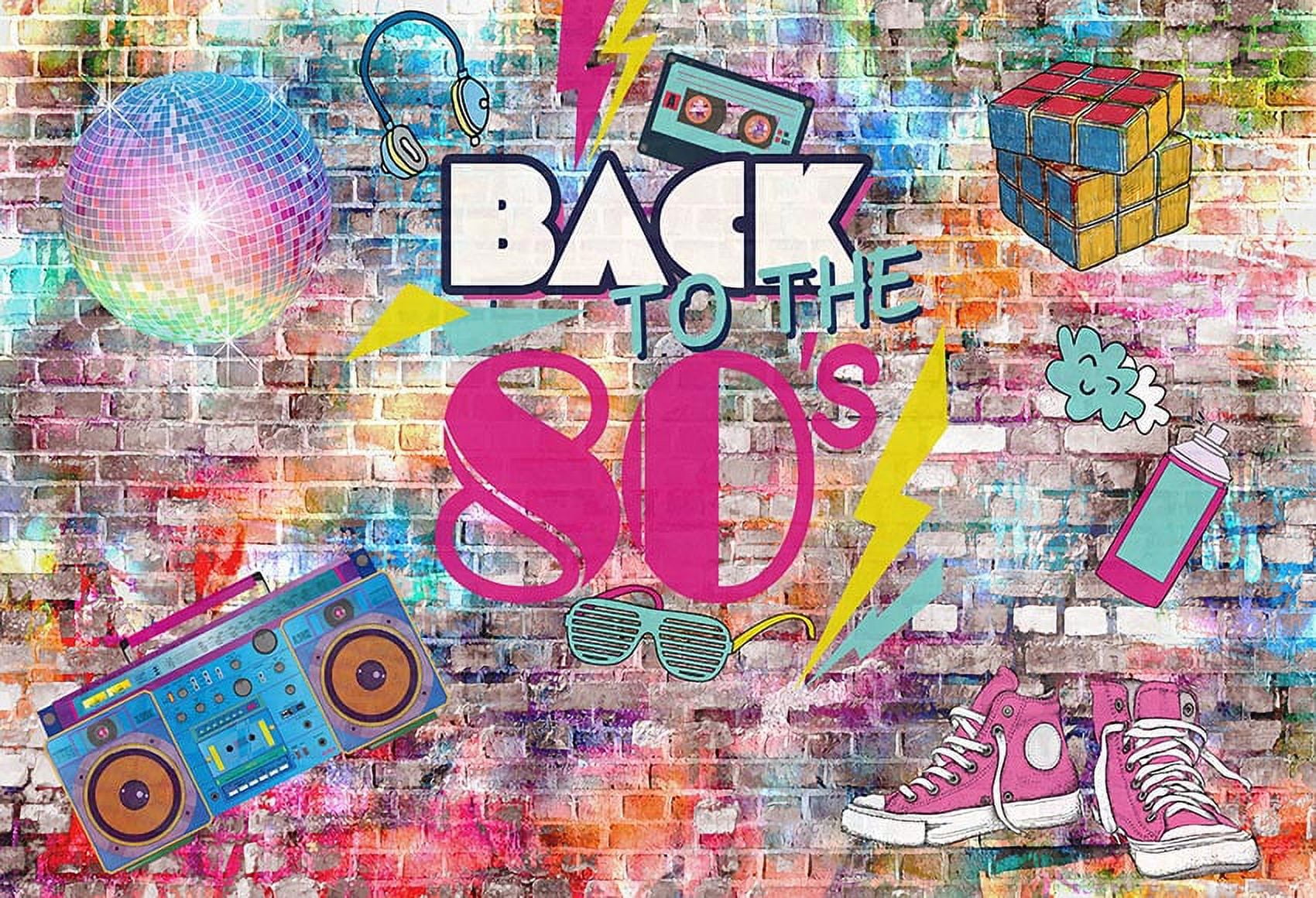 Mehofond 80s 90s Birthday Party Photography Background Brick Wall Neon ...