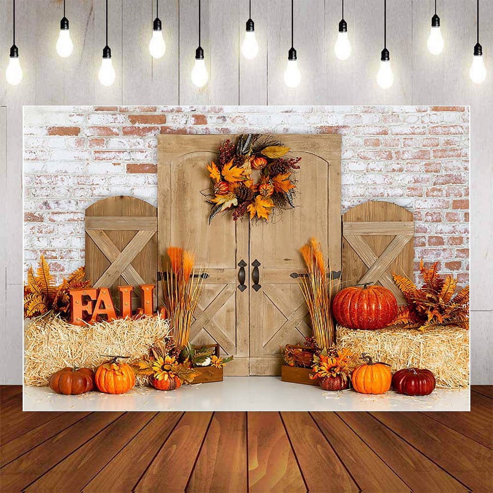 Mehofond Autumn Photography Background Fall Barn Door Harvest Pumpkins ...