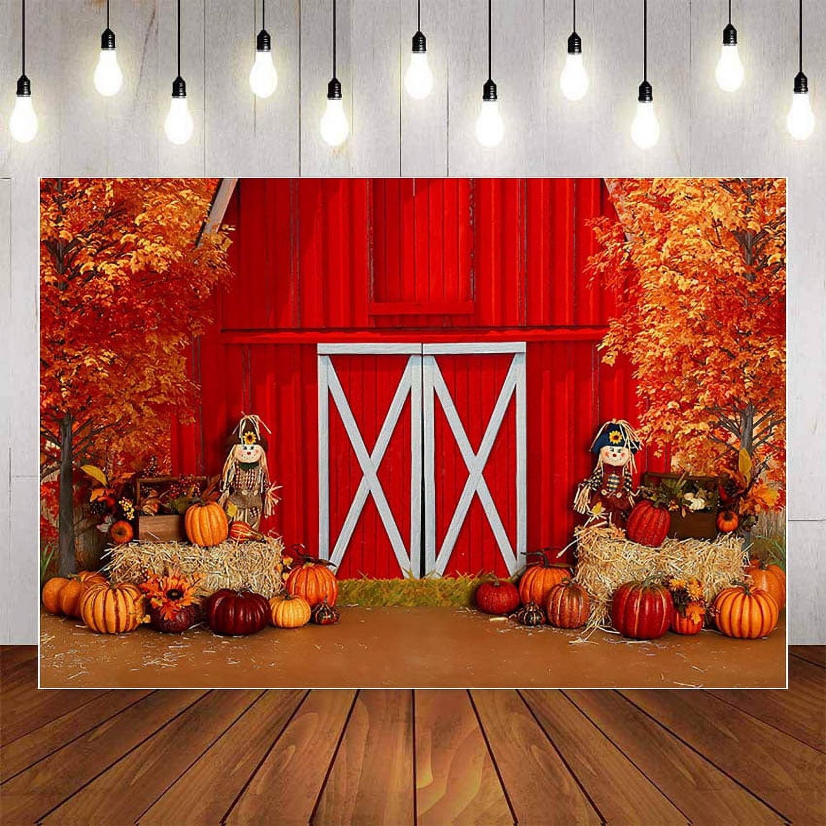 Mehofond Autumn Photography Background Fall Barn Door Harvest Pumpkins ...