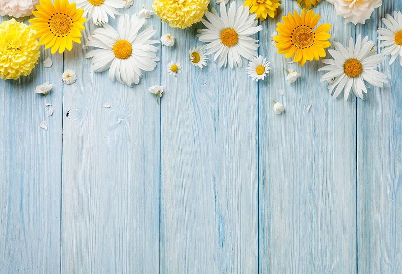 Mehofond Blue Wood Photography Background Spring Yellow White Daisy ...