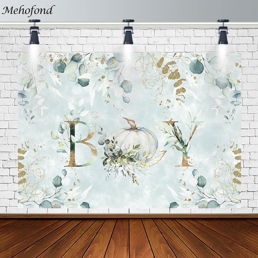 Mehofond Boy Baby Shower Newborn Backdrop White Pkin Leaf r Photography ...