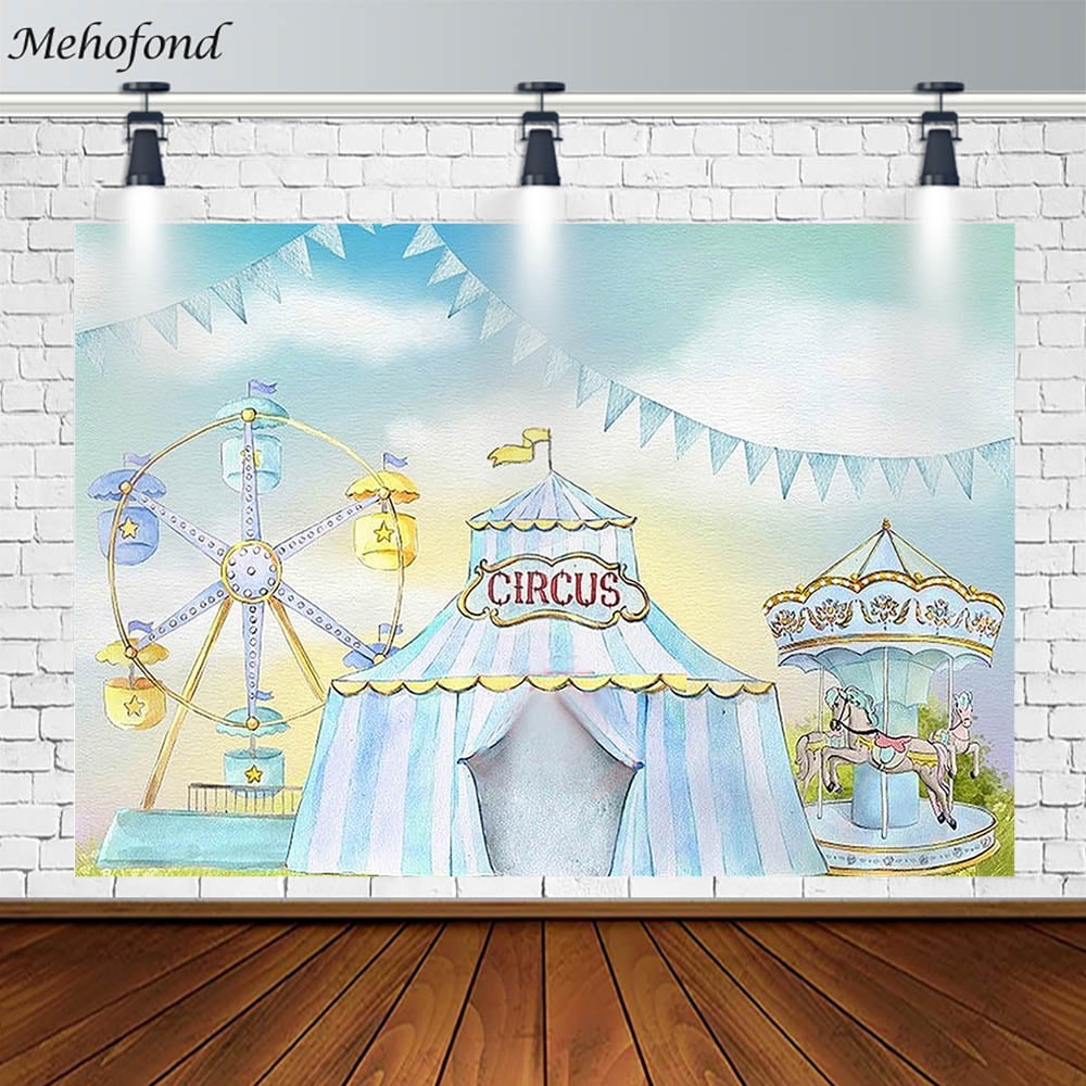 Mehofond Child Birthday Party Backdrop Circus Carousel Ferris Wheel r ...