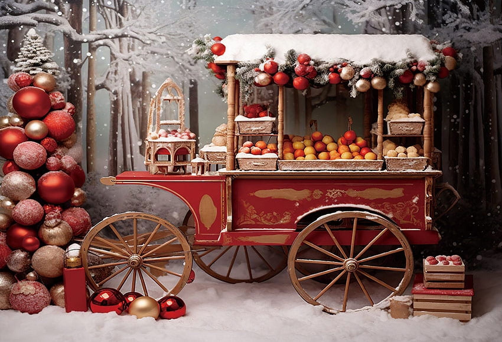 Mehofond Christmas Backdrop Pink Sweet Candy Stand Hot Cocoa Family ...