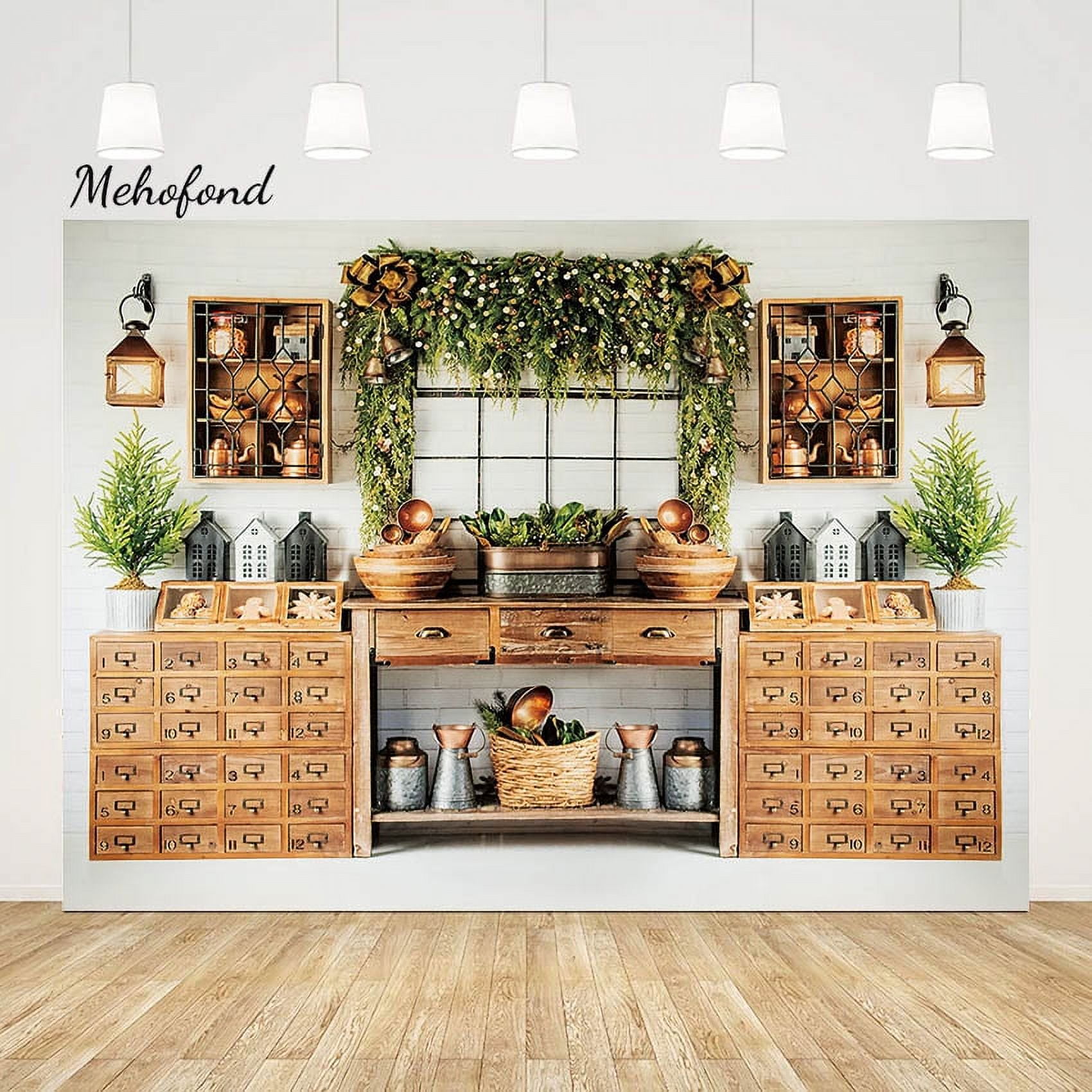 Mehofond Christmas Photography Backdrop Kitchen Window Xmas Tool Child ...