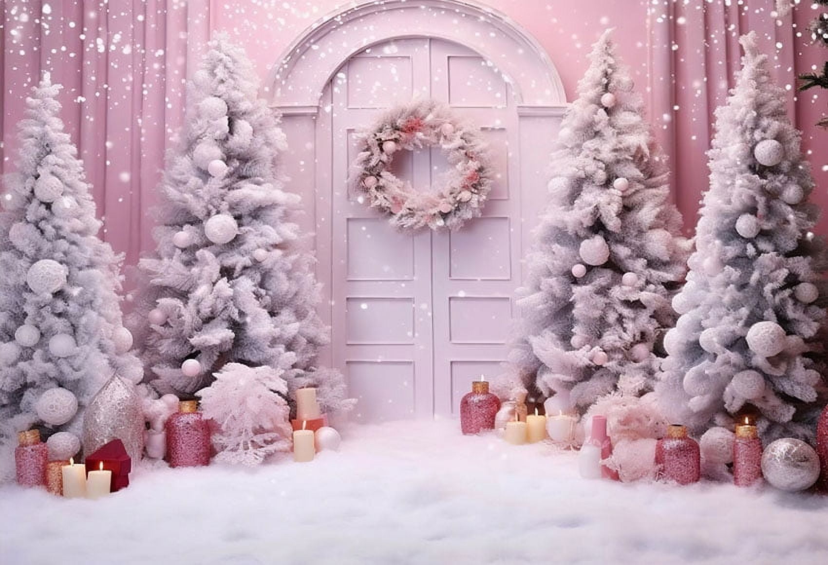 Mehofond Christmas Photography Background Pink Outside Snowy Landscape ...