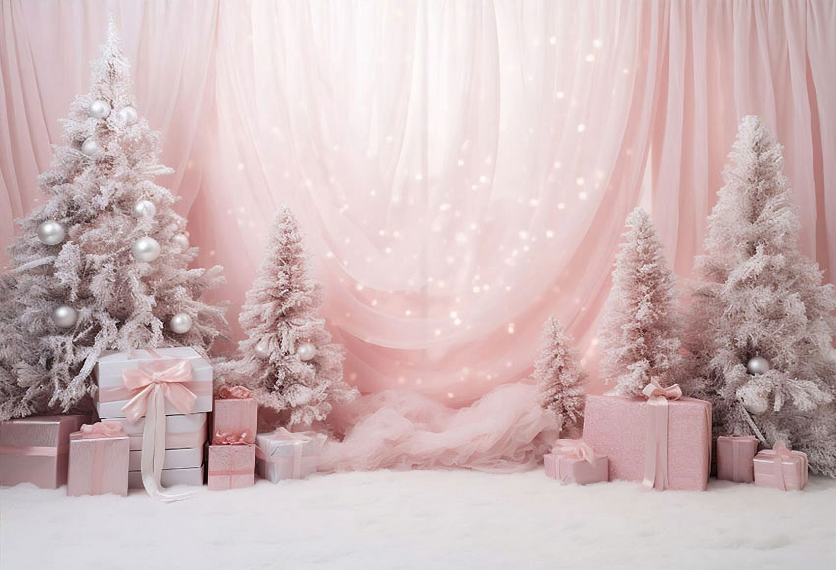 Mehofond Christmas Photography Background Pink Outside Snowy Landscape ...