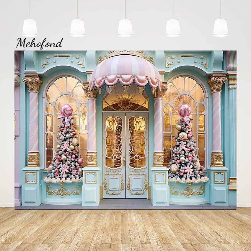 Mehofond Christmas Store Backdrop Winter Street House Photography Xmas ...