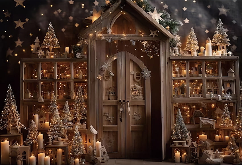 Mehofond Christmas Vintage Green Door Backdrops Kids Photocall Props ...