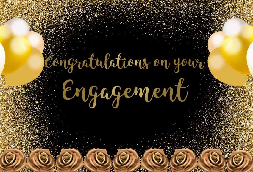 Mehofond Congratulation Engagement Backdrop Gold Balloon Wedding Shiny ...