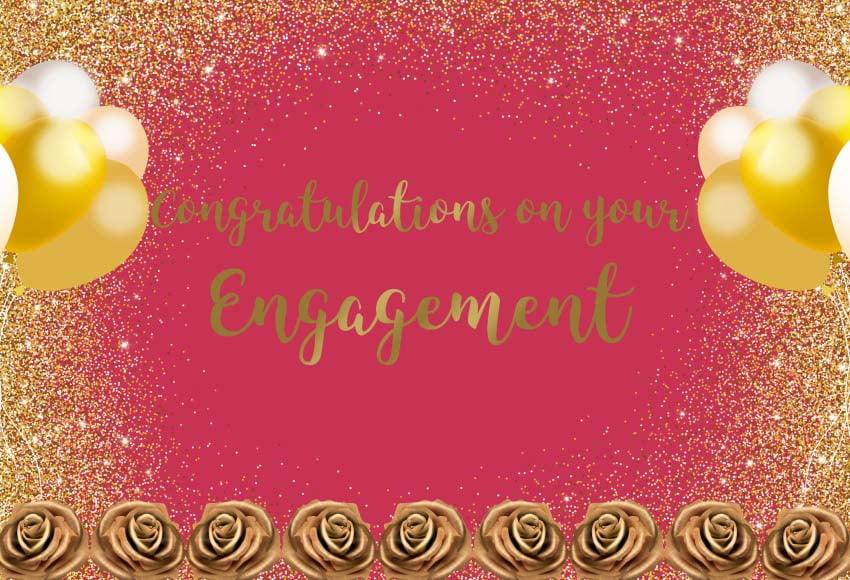 Mehofond Congratulation Engagement Backdrop Gold Balloon Wedding Shiny ...