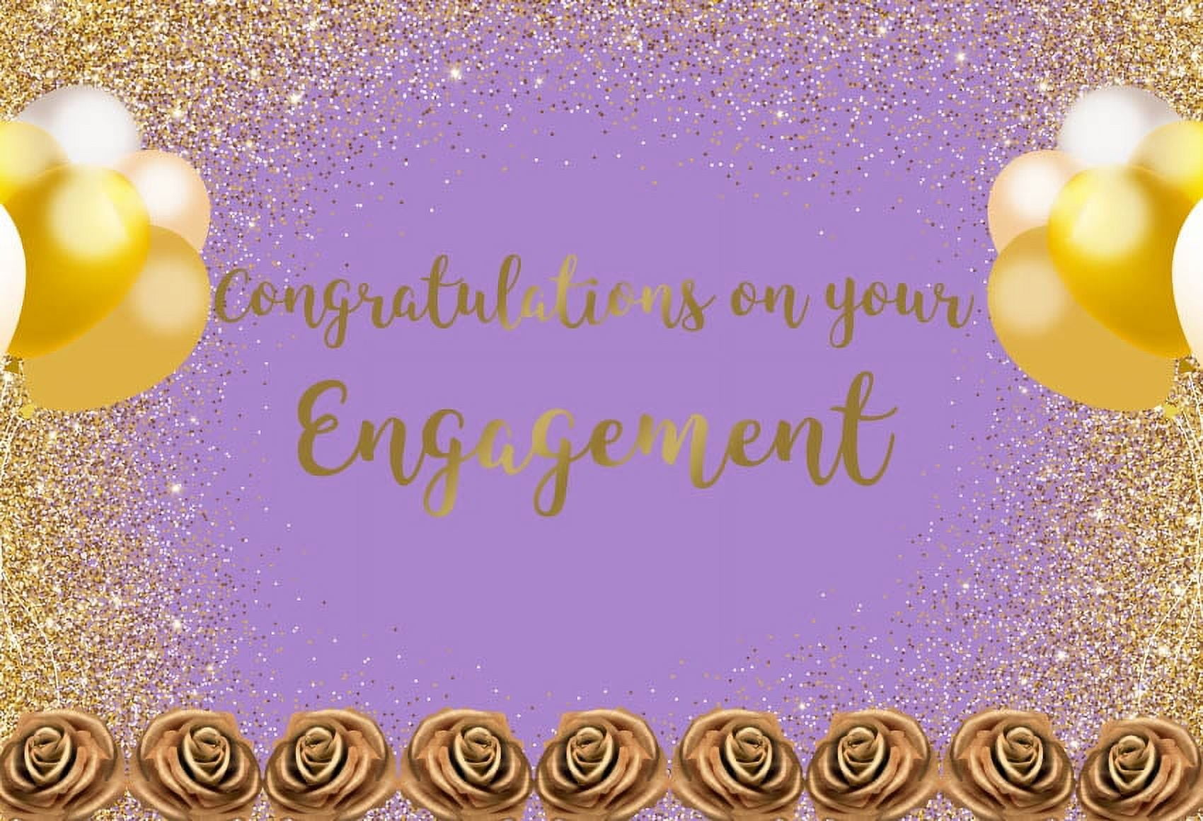 Mehofond Congratulation Engagement Backdrop Gold Balloon Wedding Shiny ...