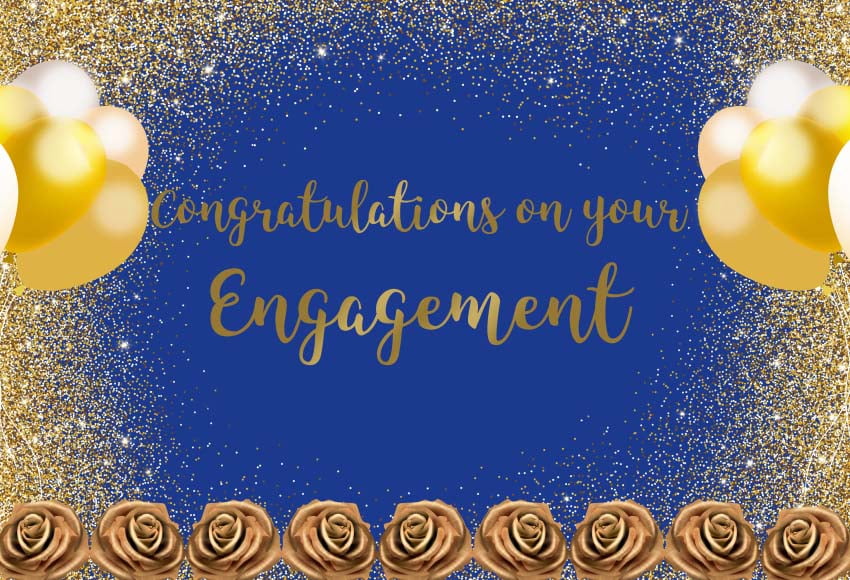 Mehofond Congratulation Engagement Backdrop Gold Balloon Wedding Shiny ...