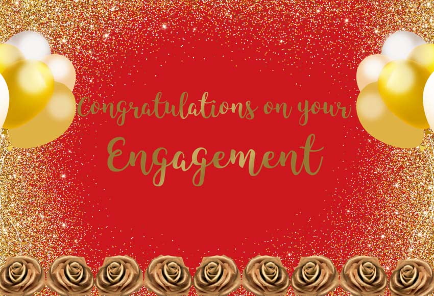 Mehofond Congratulation Engagement Backdrop Gold Balloon Wedding Shiny ...