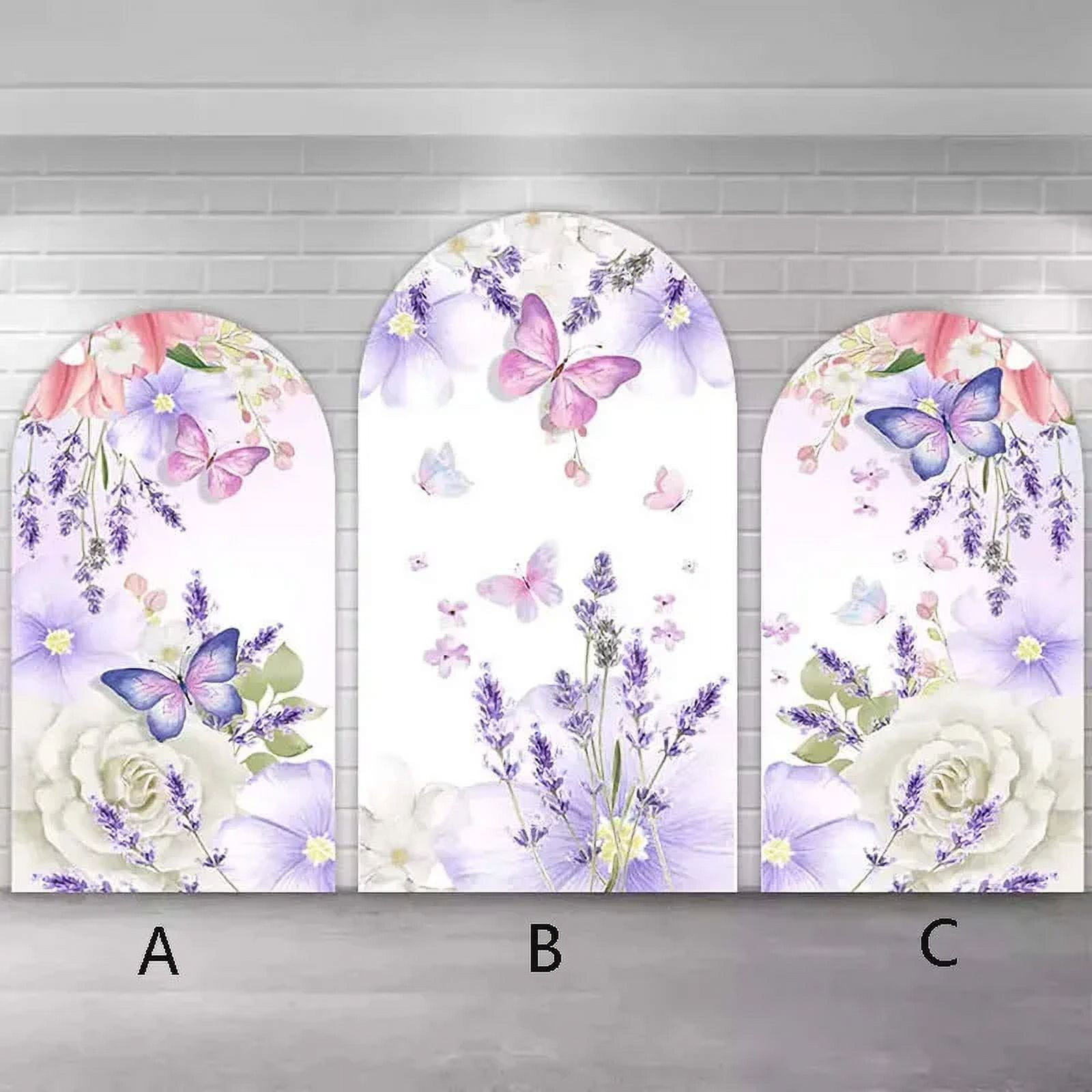 Mehofond Custom 2-Sided Purple Floral Butterfly Girl Birthday Party ...