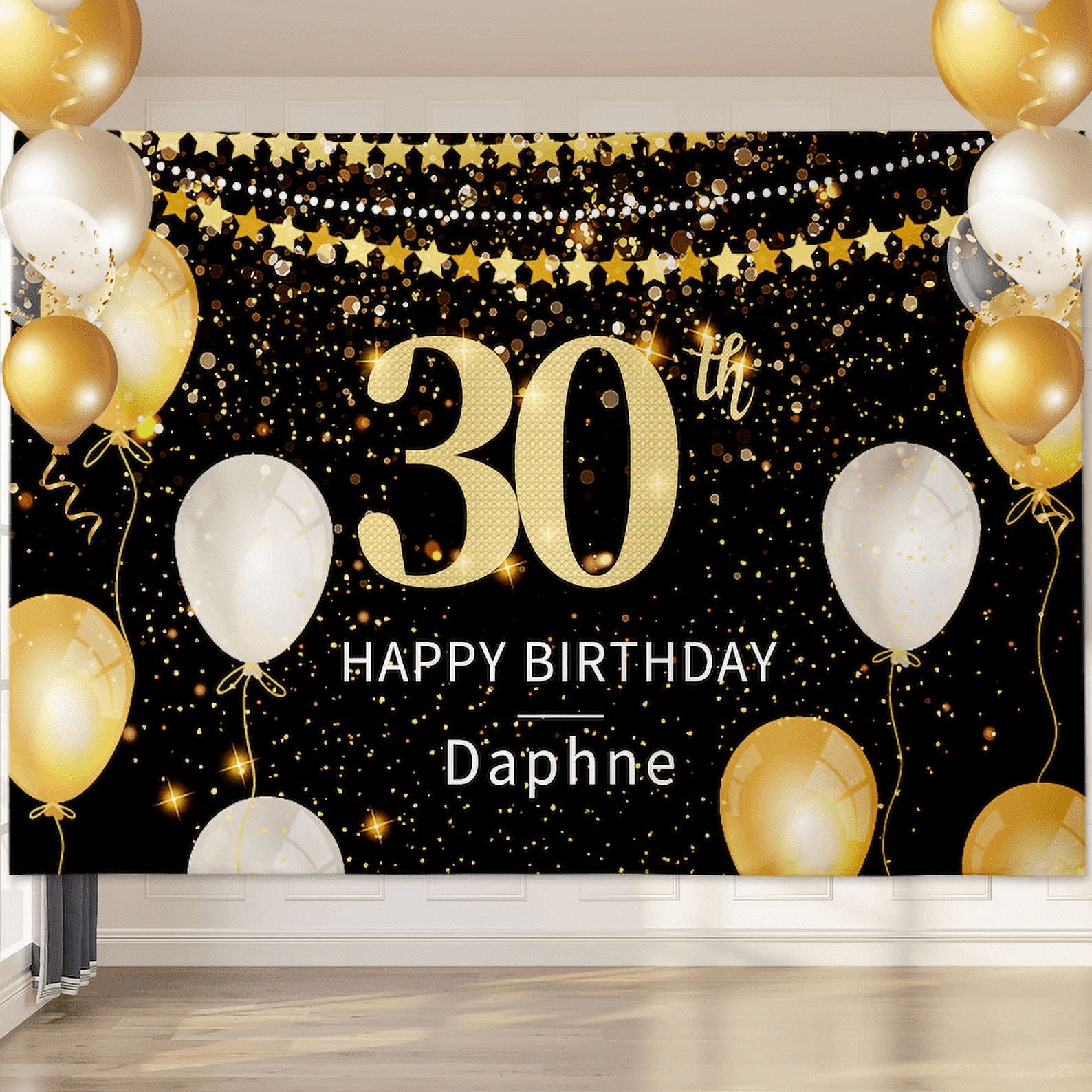 Mehofond Custom Adult Backdrop Happy Birthday Personalized Black Banner ...
