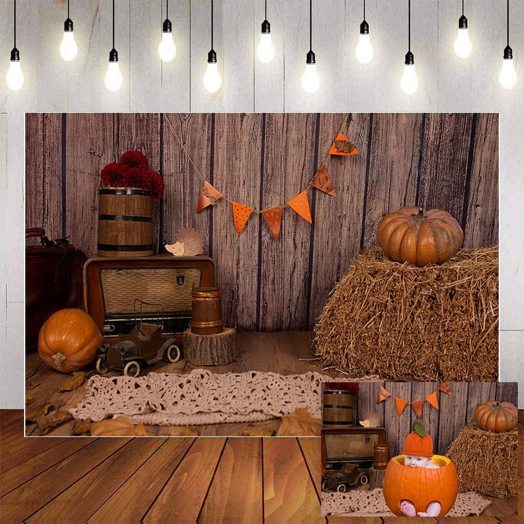 Mehofond Fall Photography Background Wooden Floor Autumn Pumpkin Barn ...