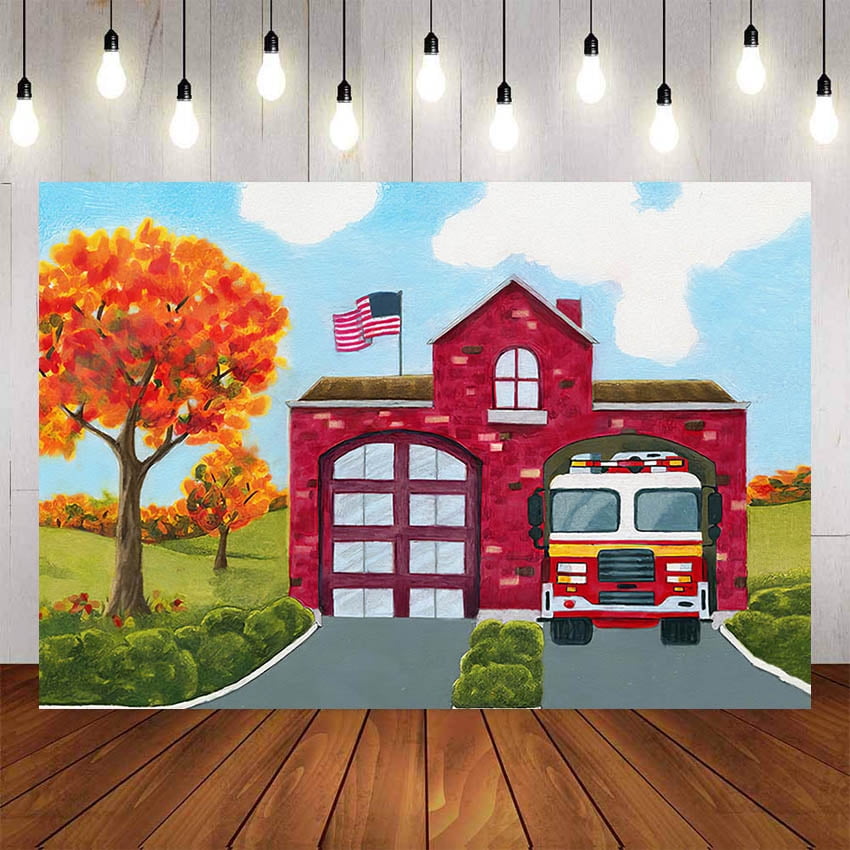 Mehofond Fire Truck Photography Background Children Birthday Party Baby ...