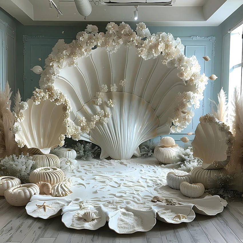 Mehofond Mermaid Backdrop Scene Fairytale Ocean Sea Star Shell Princess ...
