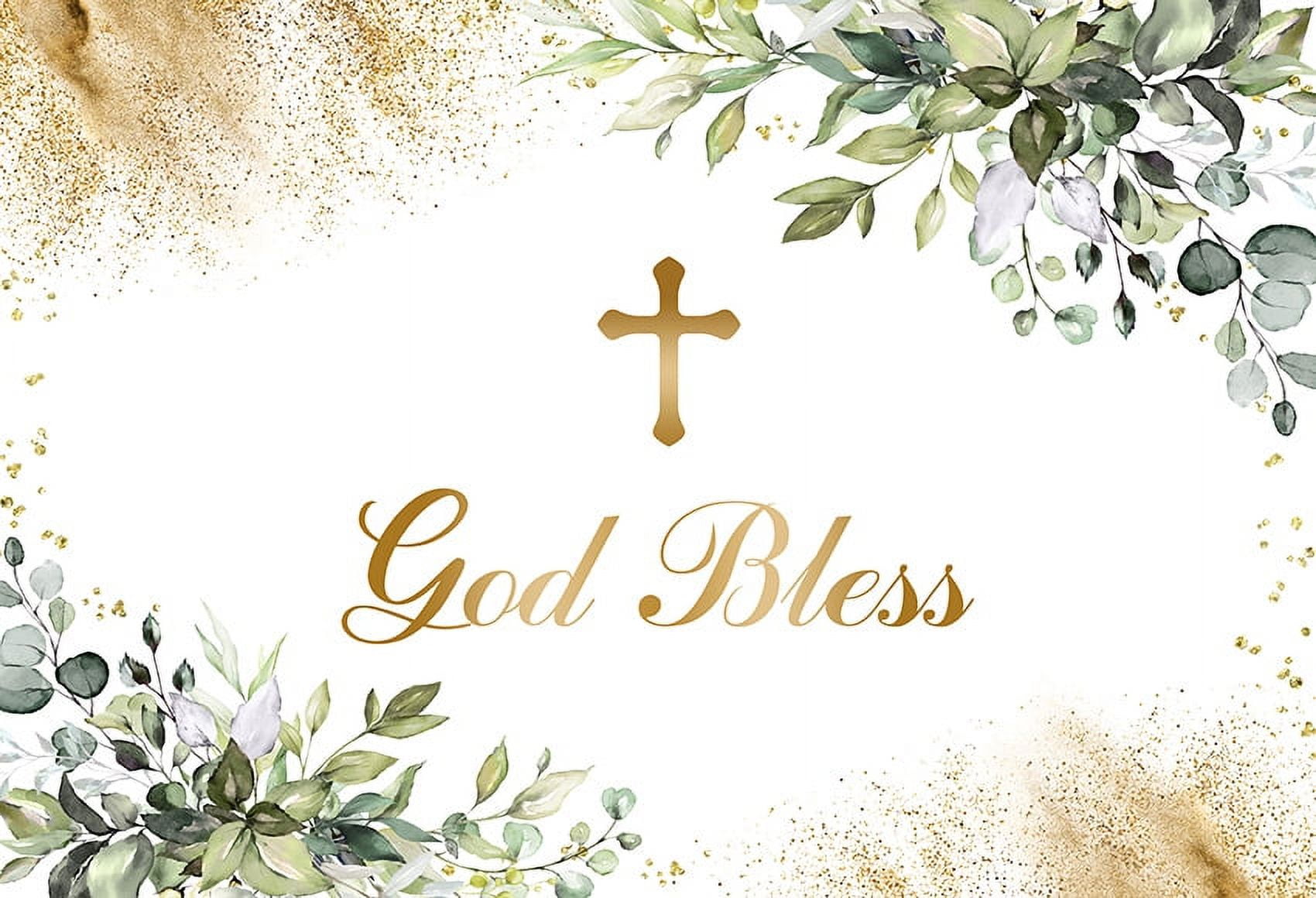 Mehofond Mi Bautizo Backdrop for Newborn Portrait God Bless Cross Boho ...