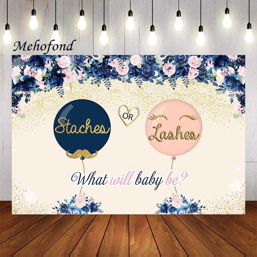 Mehofond Navy and Pink Gender Reveal Party Photography Background He or ...